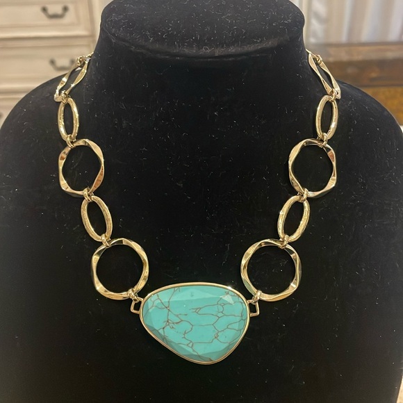 NRO | Jewelry | Vintage Signed Nro Gold Tone Faux Turquoise Chain ...